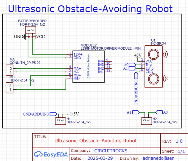 Ultrasonic Obstacle-Avoiding Robot | Circuitrocks
